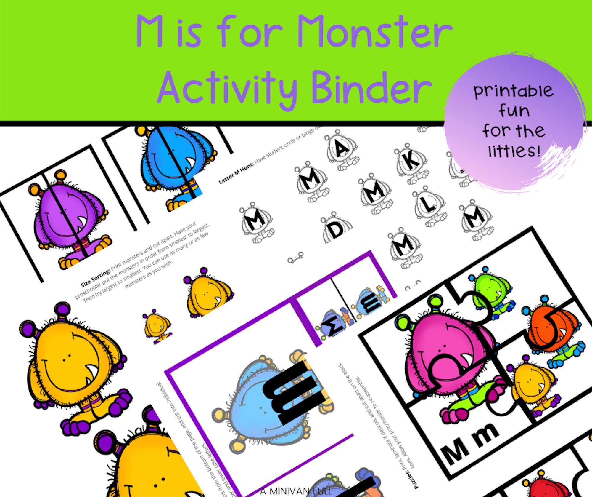 M is for Monster and Other Activities Activity Binder - Etsy