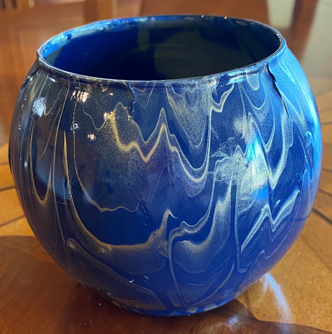 Vase, Vases, Glass Vase, Hand Crafted Vase, Painted Vase, Hand Poured Vase, Home Decor, Paint ...