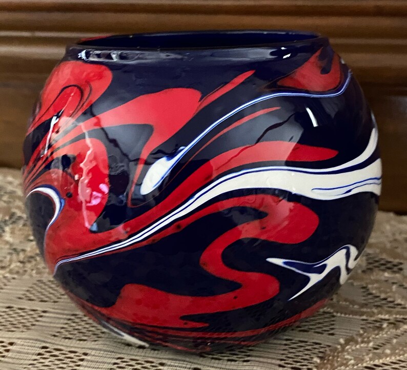 Vase, Painted Glass, Paint Poured Vase, Tabletop Vase, Candleholder, Planter, Custom Painted ...