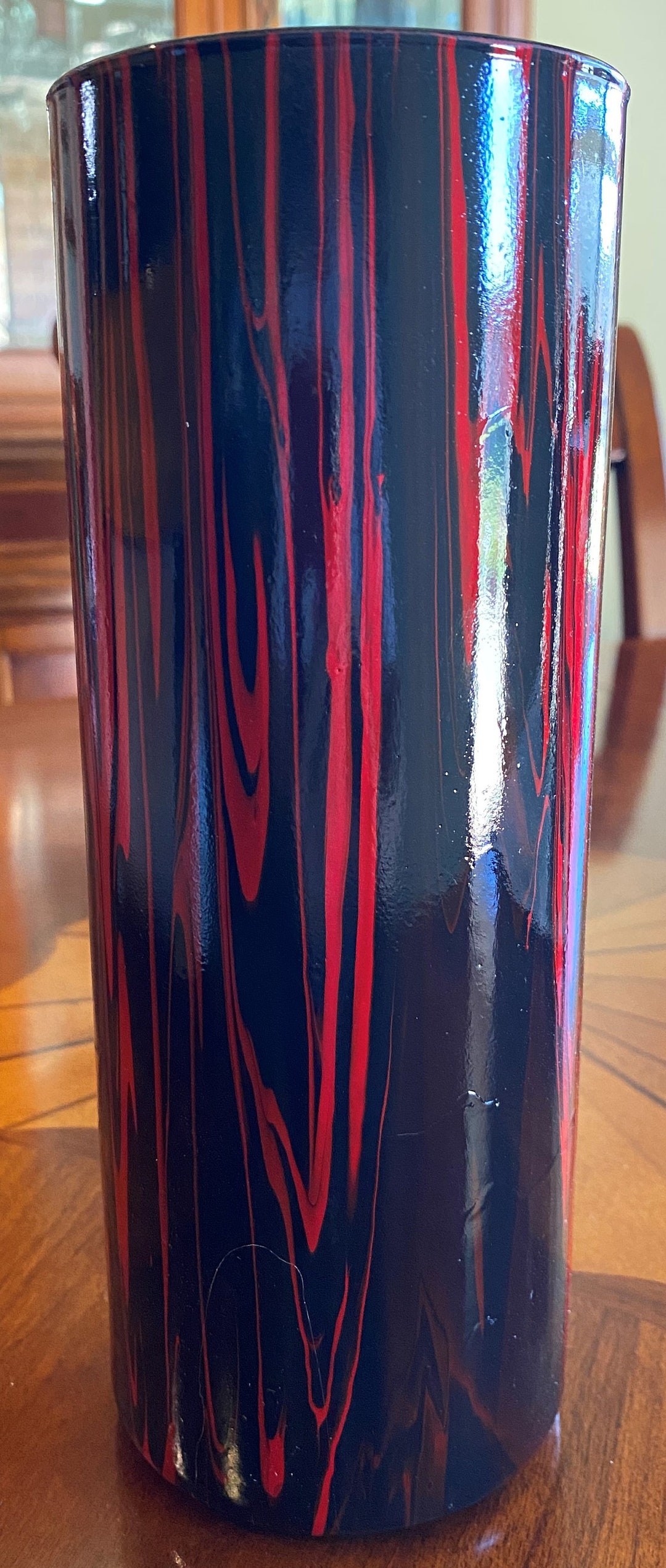 Vase, Red and Black Vase, Painted Vase, Floral Vase, Glass Vase ...