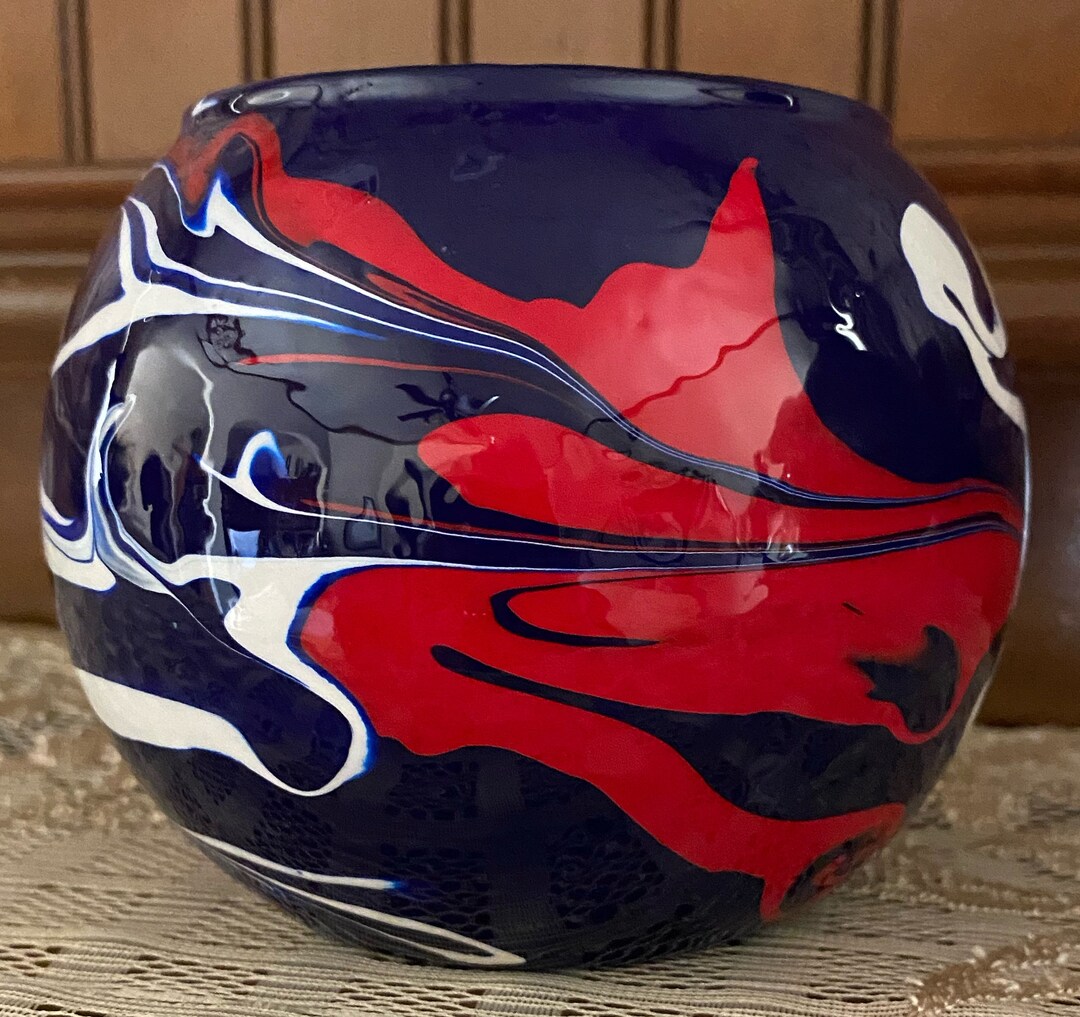 Vase, Painted Glass, Paint Poured Vase, Tabletop Vase, Candleholder, Planter, Custom Painted ...