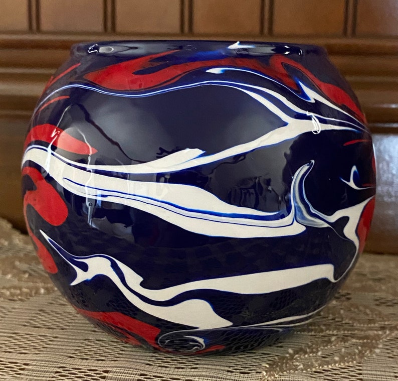 Vase, Painted Glass, Paint Poured Vase, Tabletop Vase, Candleholder, Planter, Custom Painted ...