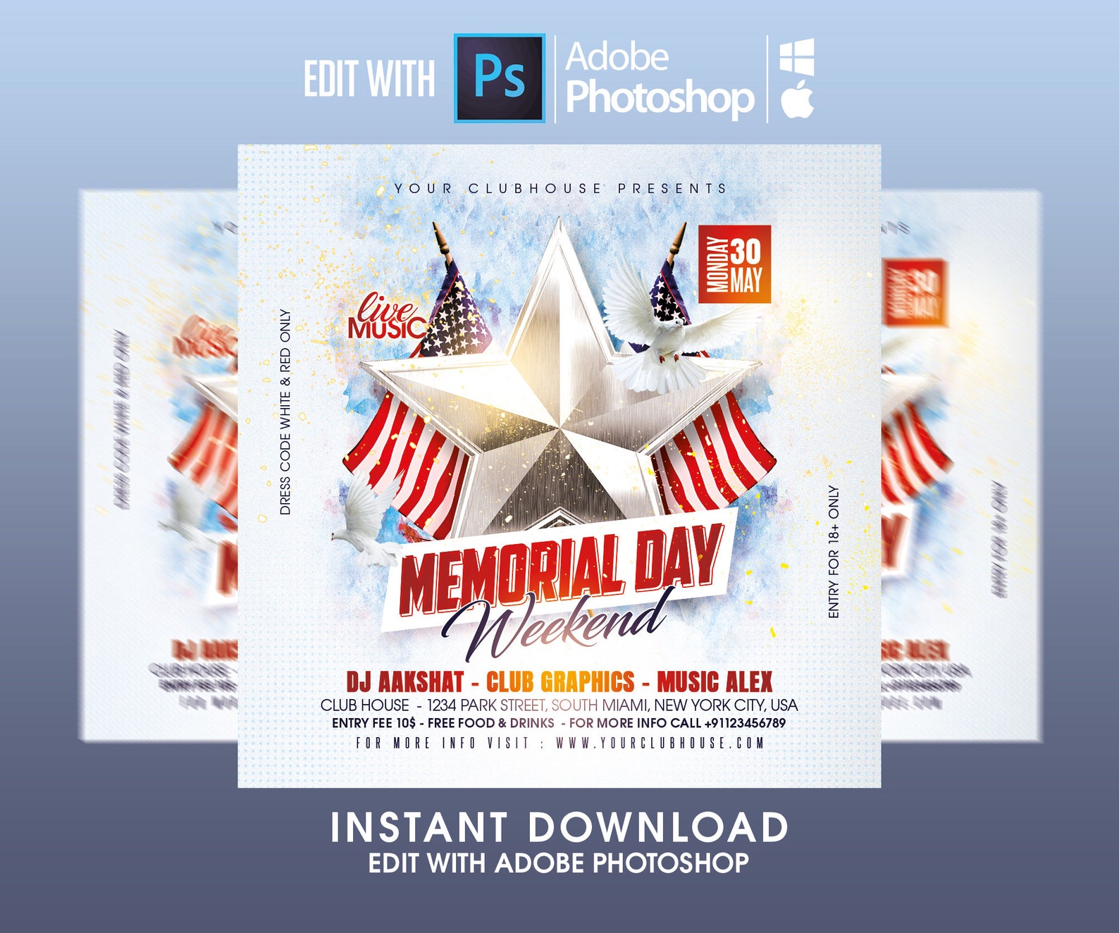 Memorial Day Flyer, Memorial Day Template, Memorial Day Party Flyer ...