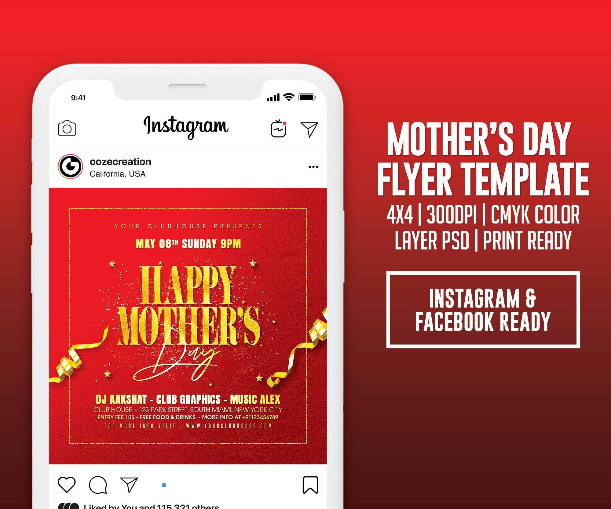 Mother's Day Flyer Mothers Day Party Invitation Template Happy Mother's ...