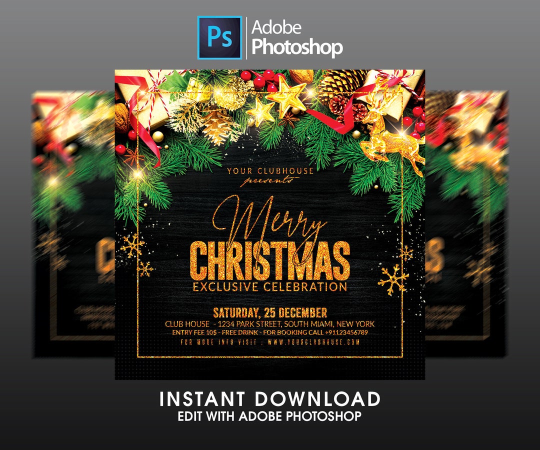 Christmas Flyer Template, Editable Christmas Flyer, Xmas Invitation ...