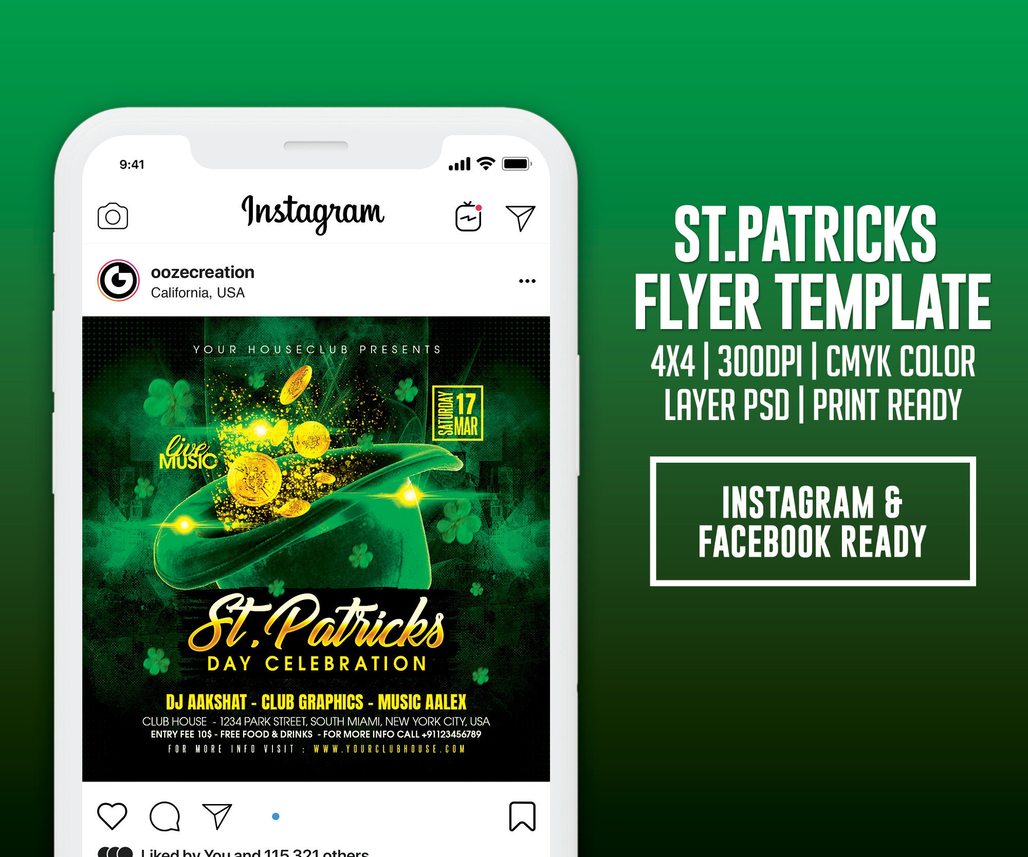 EDITABLE St Patrick's Day PSD Flyer Template - Etsy