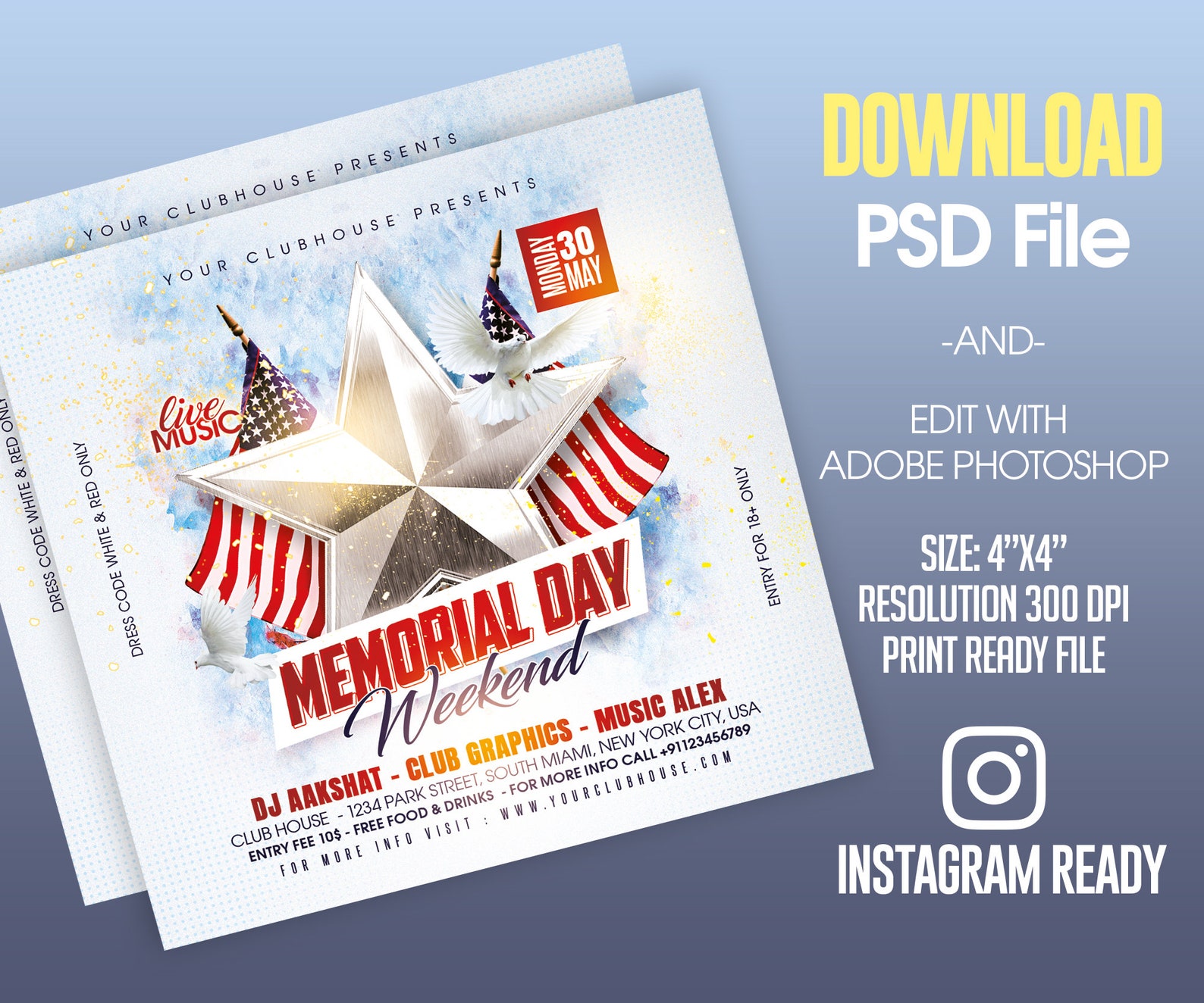 Memorial Day Flyer, Memorial Day Template, Memorial Day Party Flyer ...