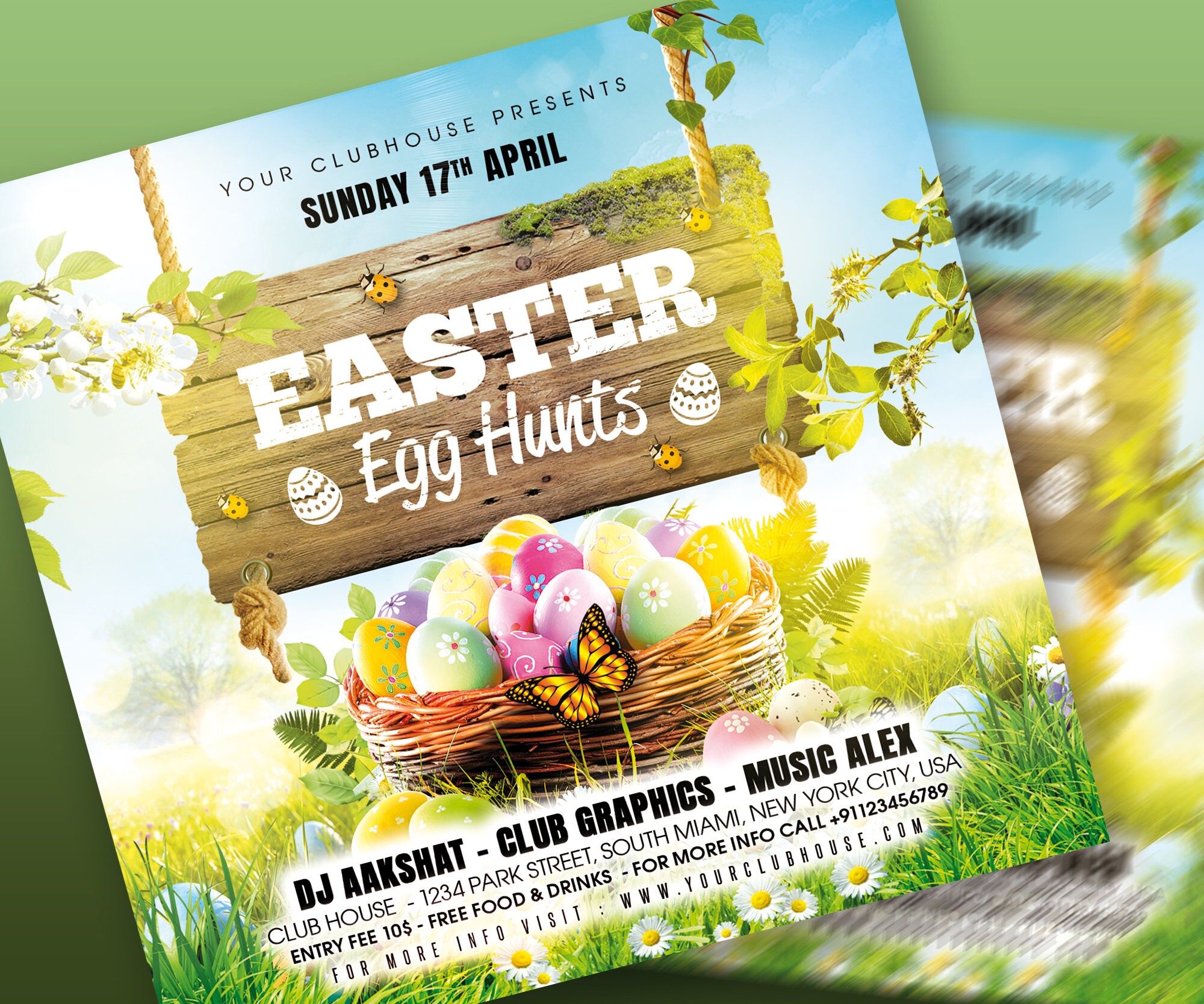 Easter Egg Hunt PSD Flyer Template Editable Adobe Photoshop File - Etsy