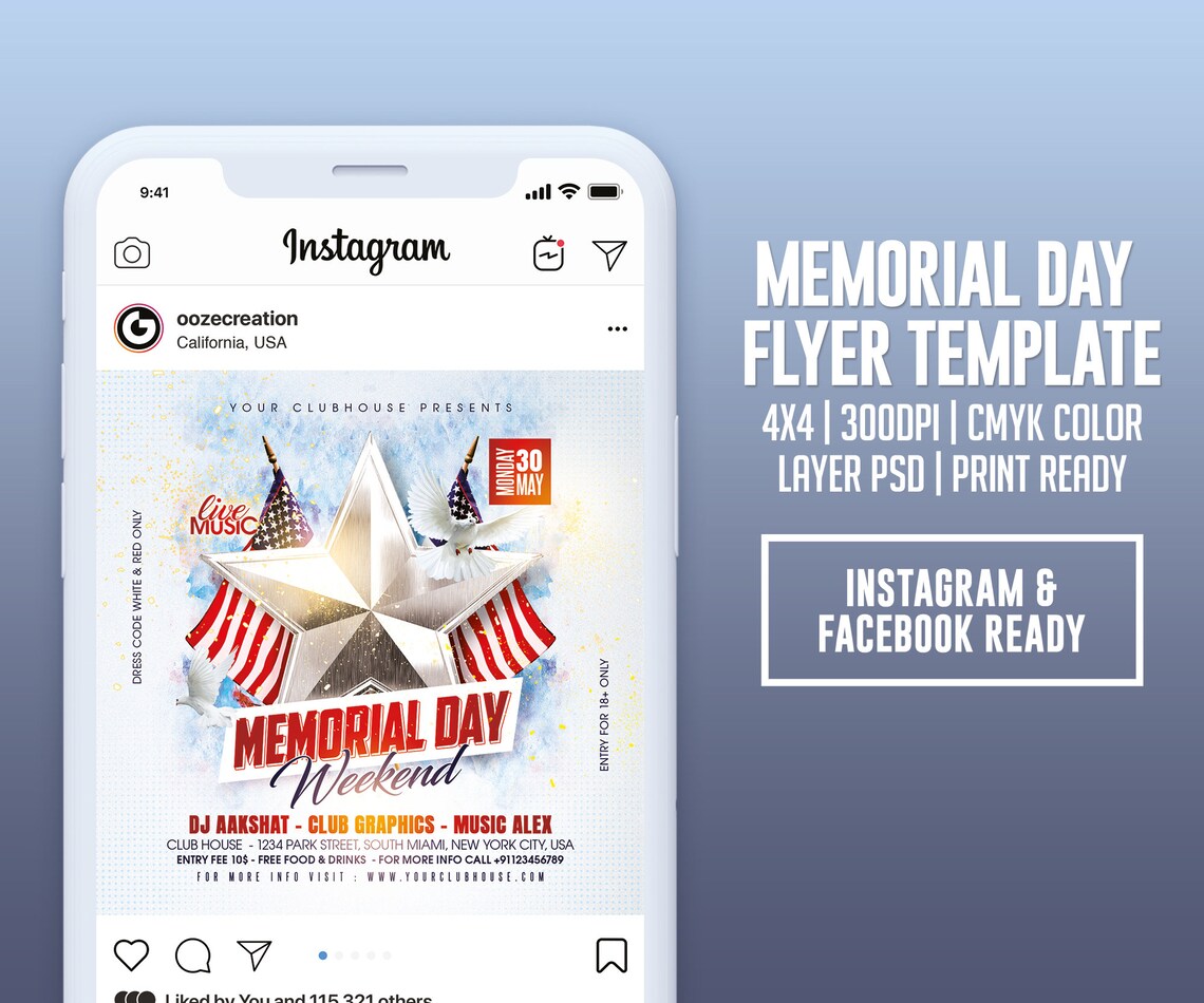 Memorial Day Flyer, Memorial Day Template, Memorial Day Party Flyer ...