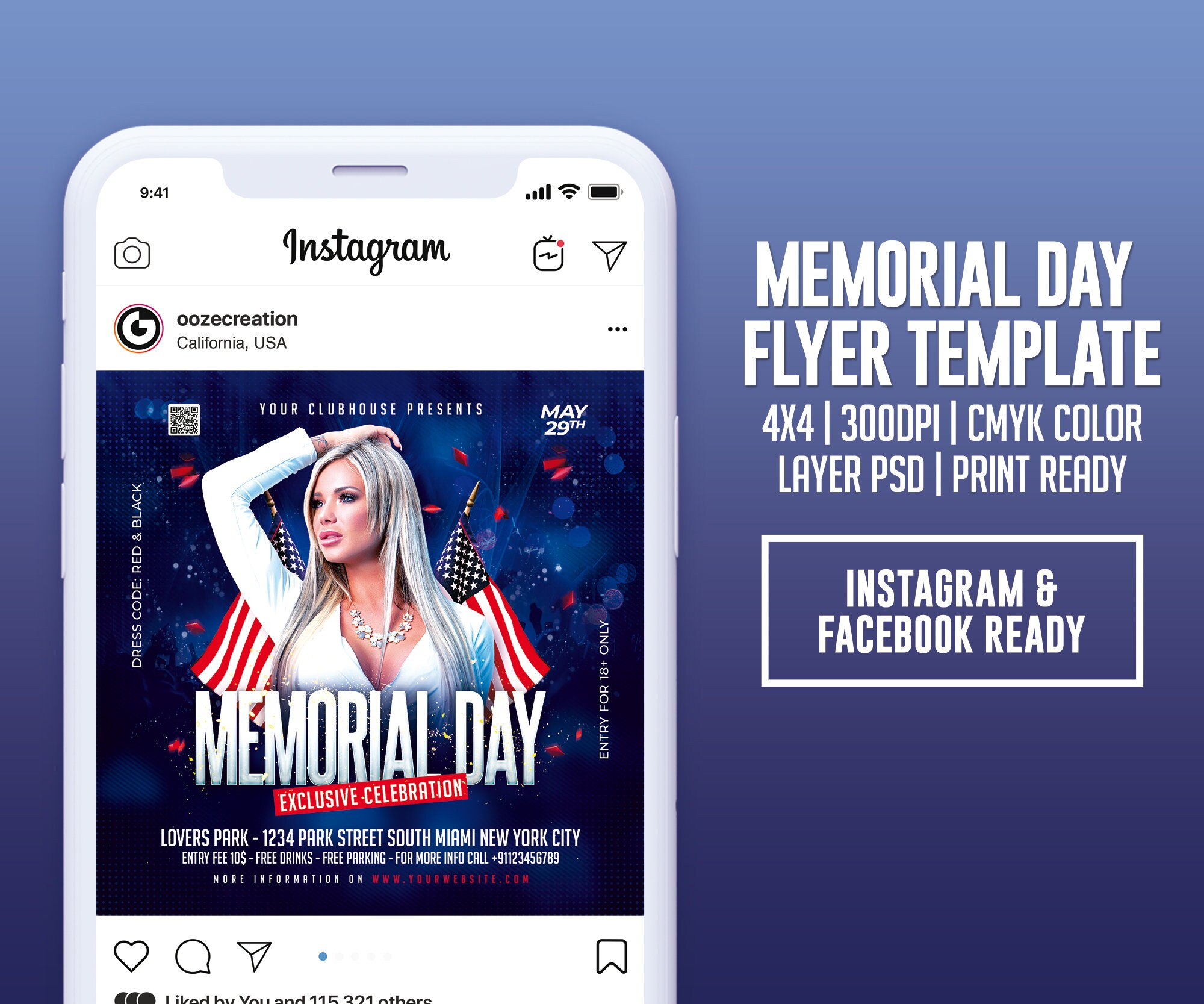 Memorial Day Flyer, Memorial Day Template, Memorial Day Party Flyer ...