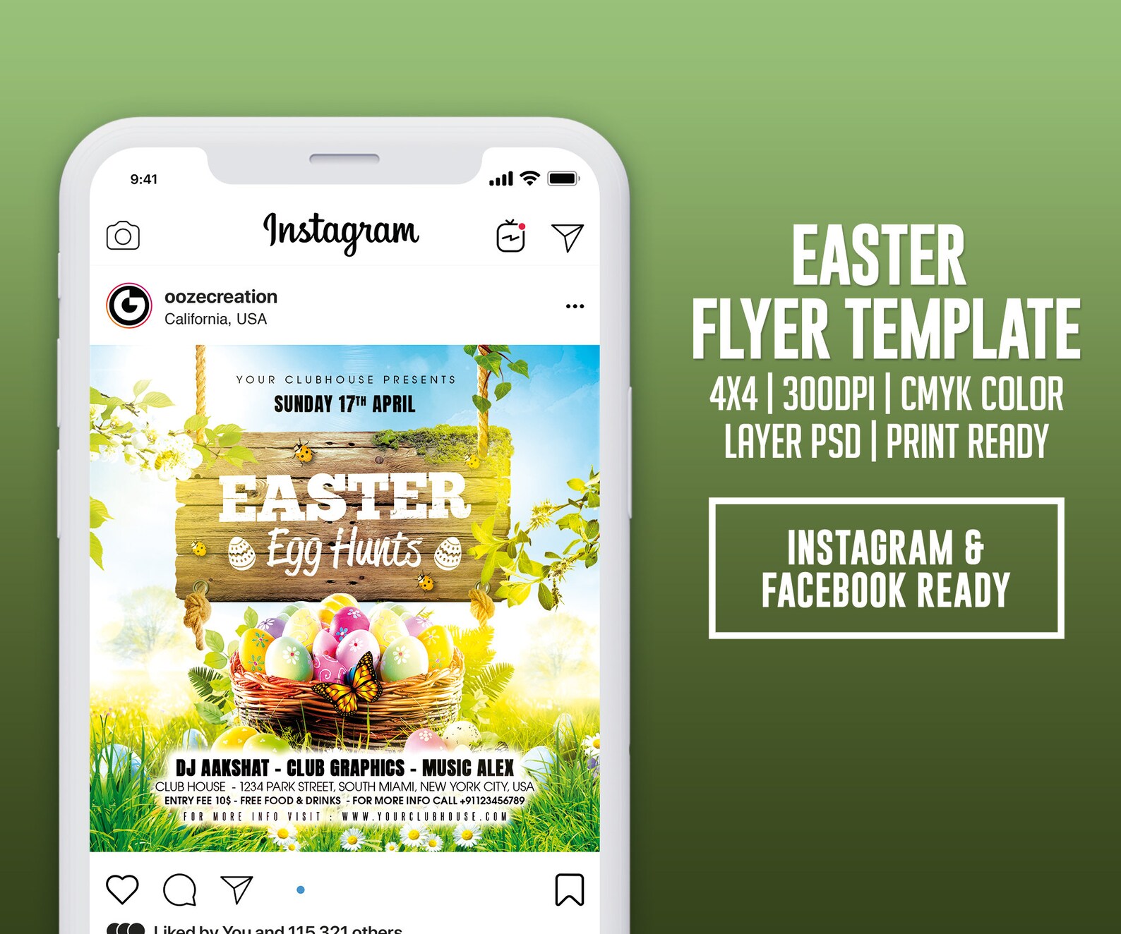 Easter Egg Hunt PSD Flyer Template Editable Adobe Photoshop File - Etsy