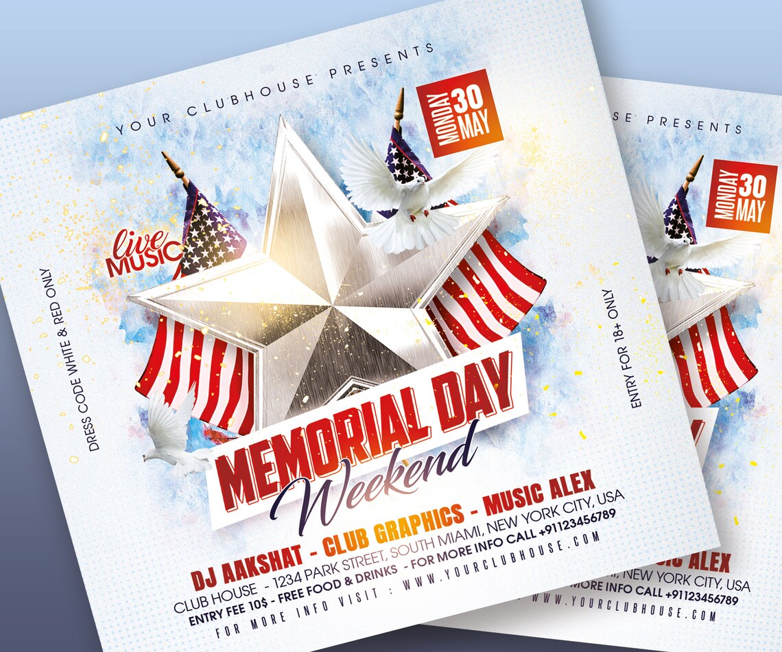 Memorial Day Flyer, Memorial Day Template, Memorial Day Party Flyer ...