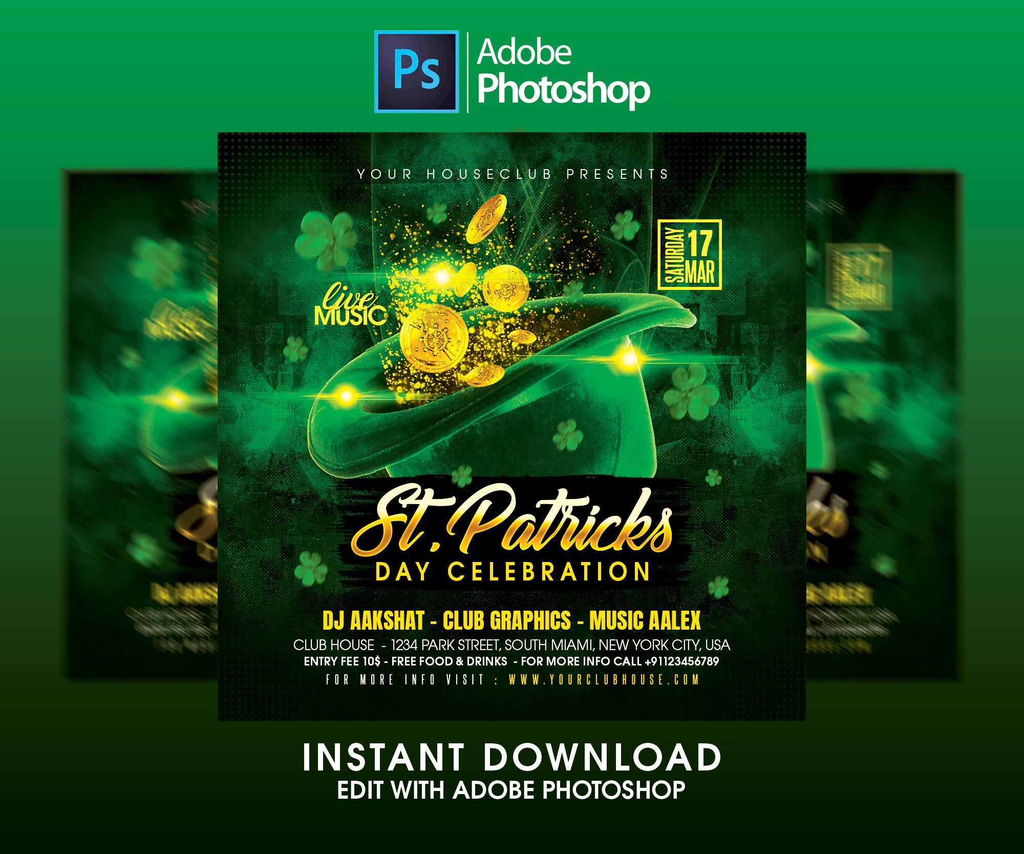 EDITABLE St Patrick's Day PSD Flyer Template - Etsy
