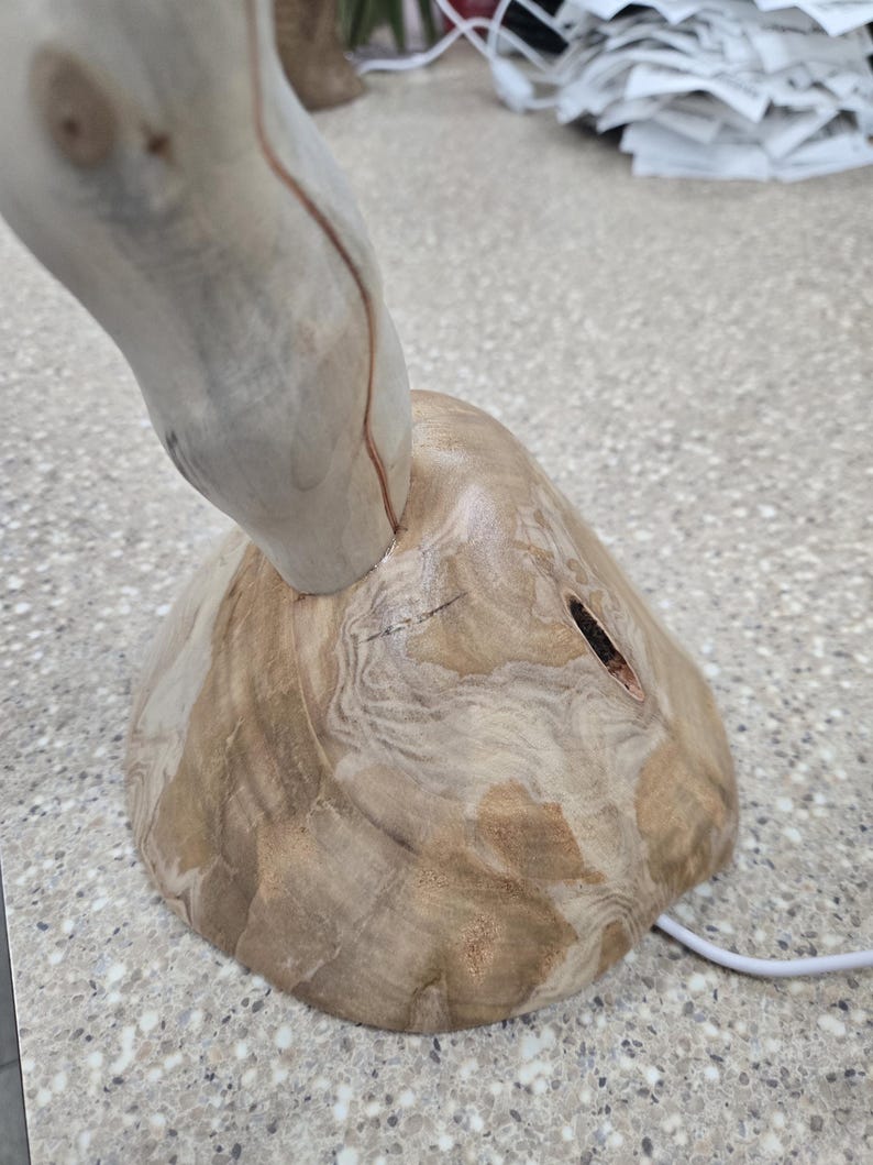 Glowing Wooden Mushroom Table Lamp Glow in the Dark Toadstool Night ...