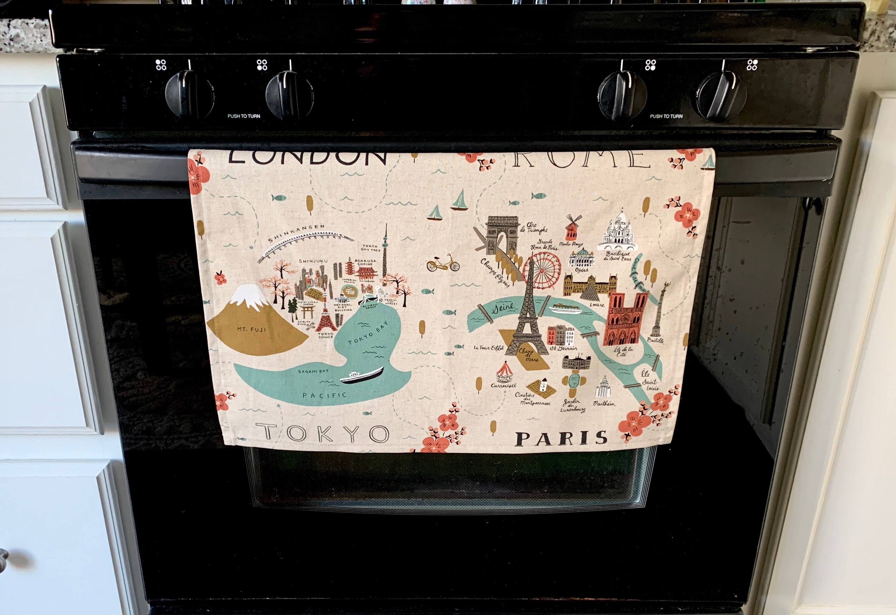 Canvas Tea Towel City Maps Fabric | Etsy