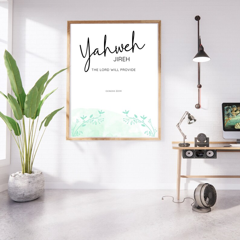 Names of God Printable, Genesis 22:14 Scripture Wall Art Print, Bible Verse Digital Print ...