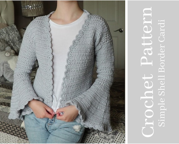 CROCHET PATTERN // Simple Shell Border Cardigan Instant PDF | Etsy