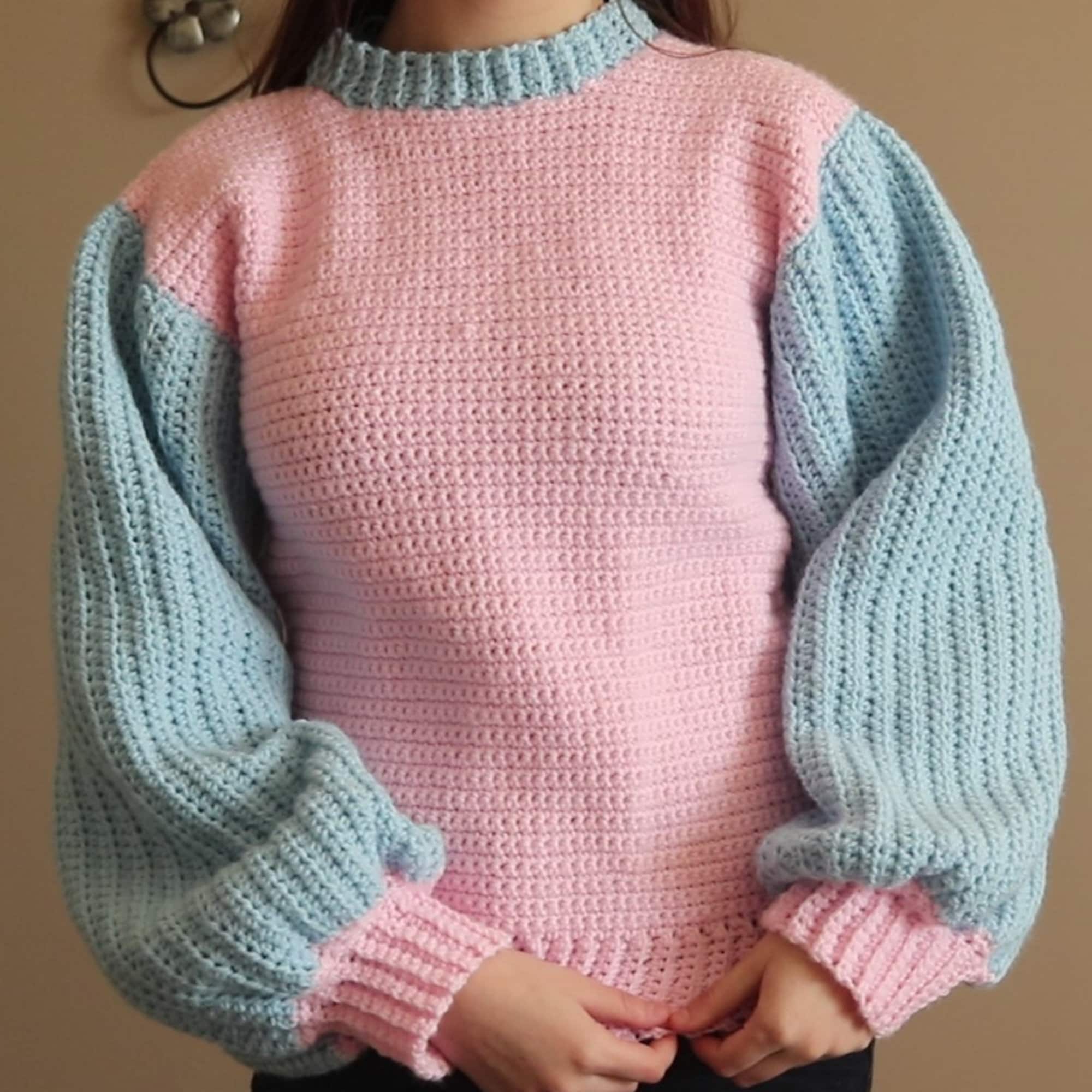 CROCHET PATTERN Cotton Candy Puff Sleeve Sweater Video & - Etsy