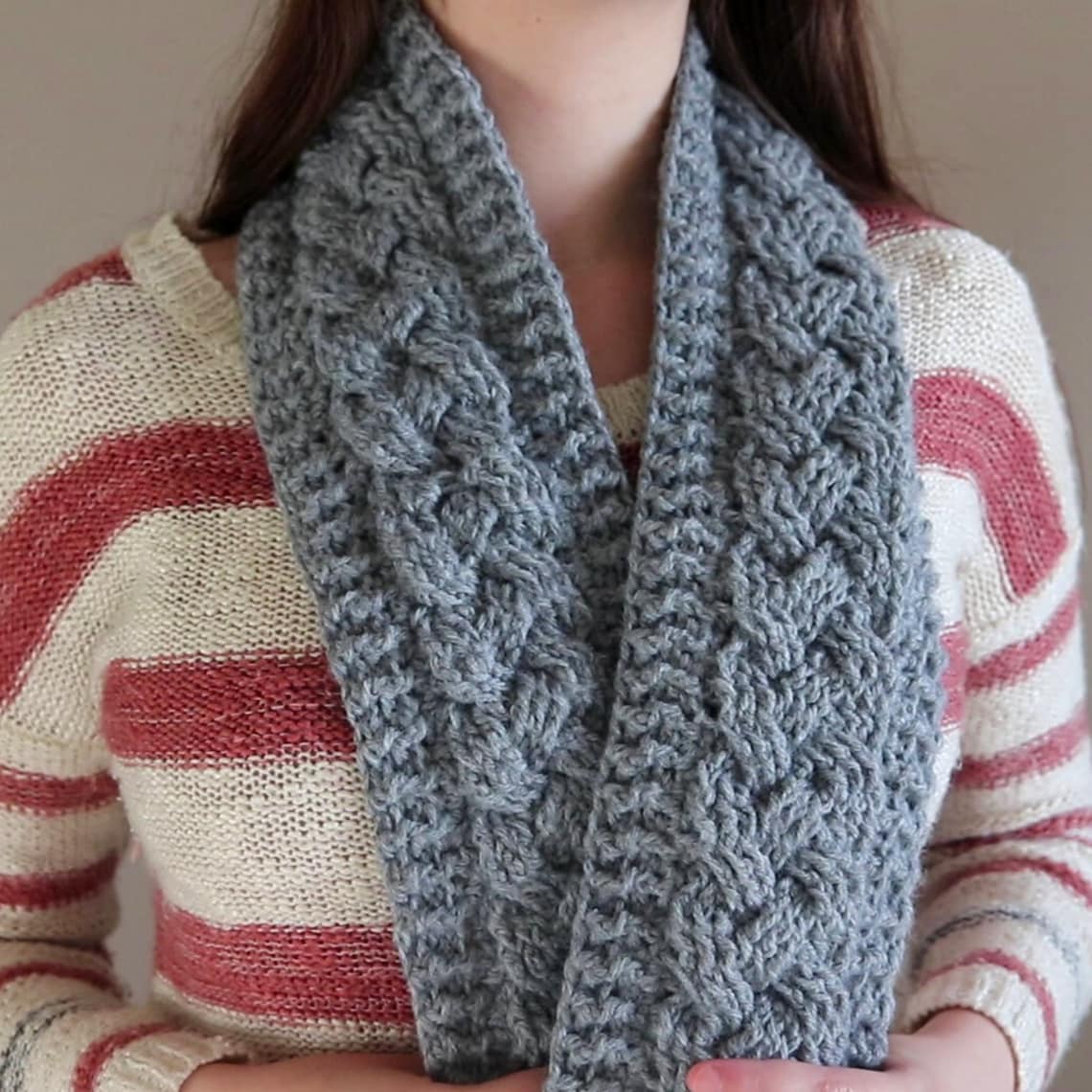 Crochet Cable Stitch Holiday Scarf Pattern With Pictures | Digital ...