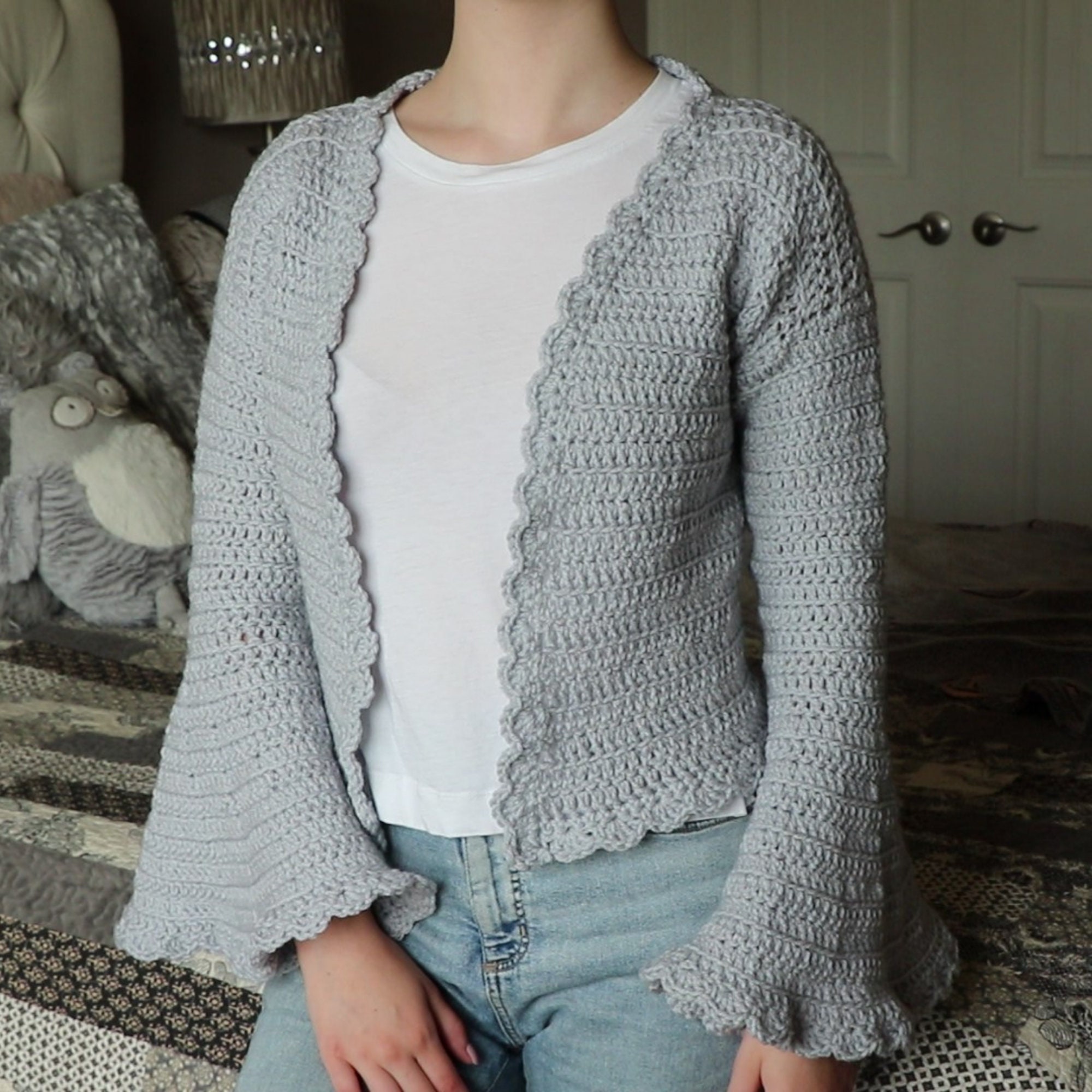 CROCHET PATTERN // Simple Shell Border Cardigan | Instant PDF Download ...