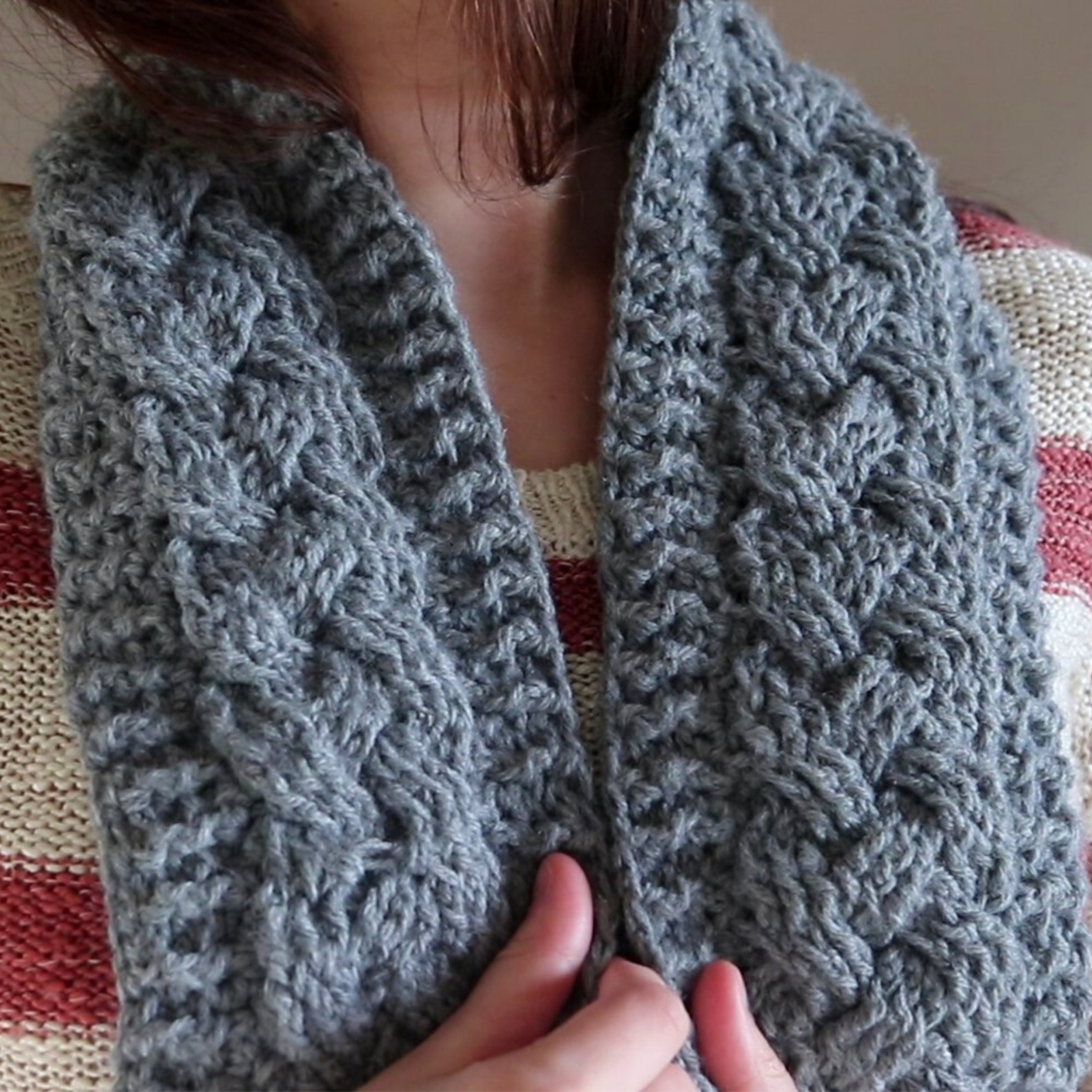 Crochet Cable Stitch Holiday Scarf Pattern With Pictures | Digital ...