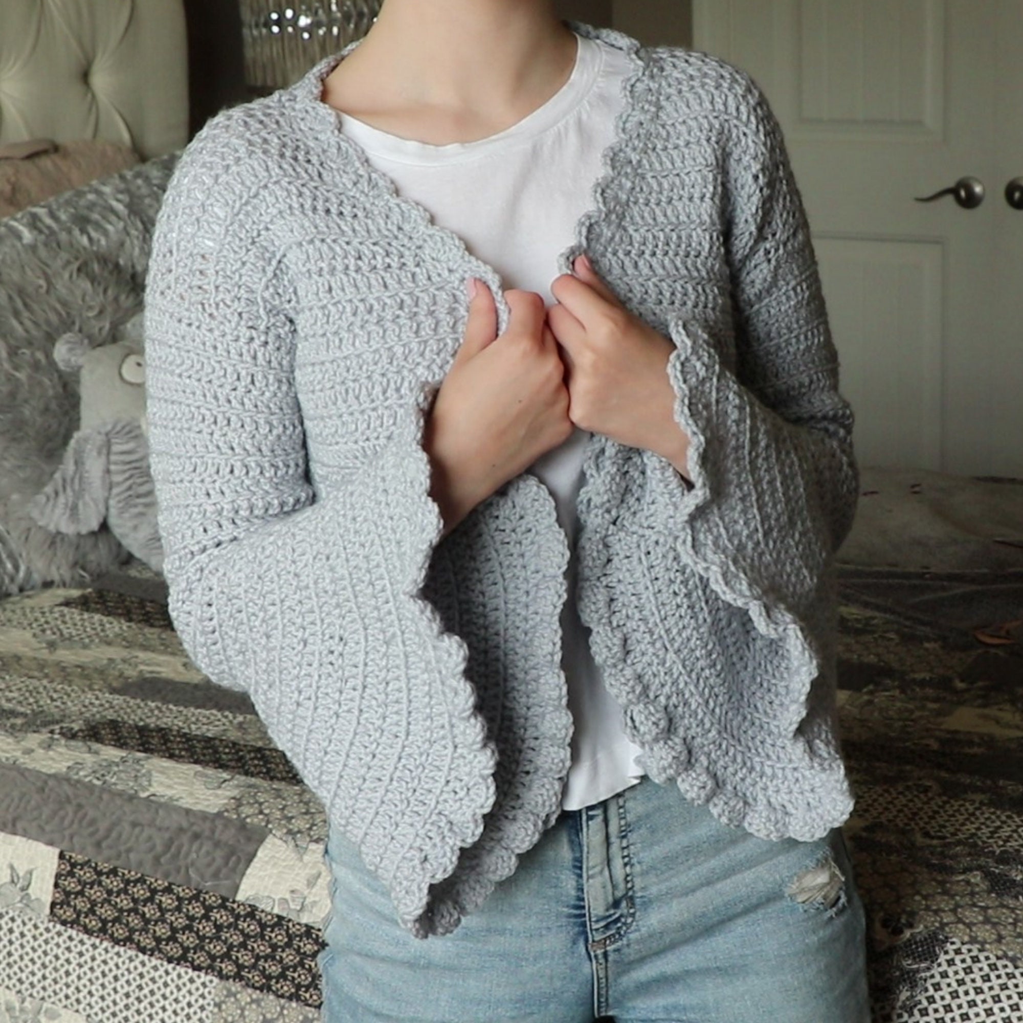 CROCHET PATTERN // Simple Shell Border Cardigan Instant PDF | Etsy