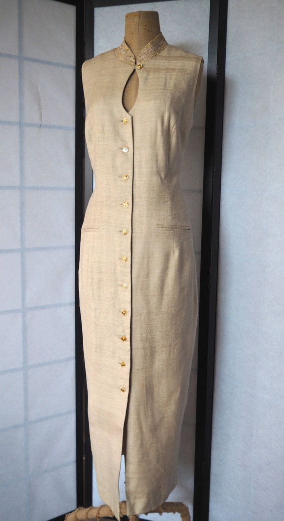 1980's Linen Fully Buttoned Dress/Overcoat - Gem