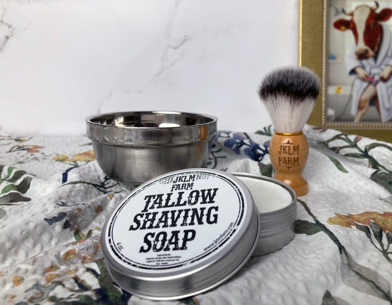 Unscented, Organic, Grass-fed Tallow Shaving Soap - Thick Lather ...