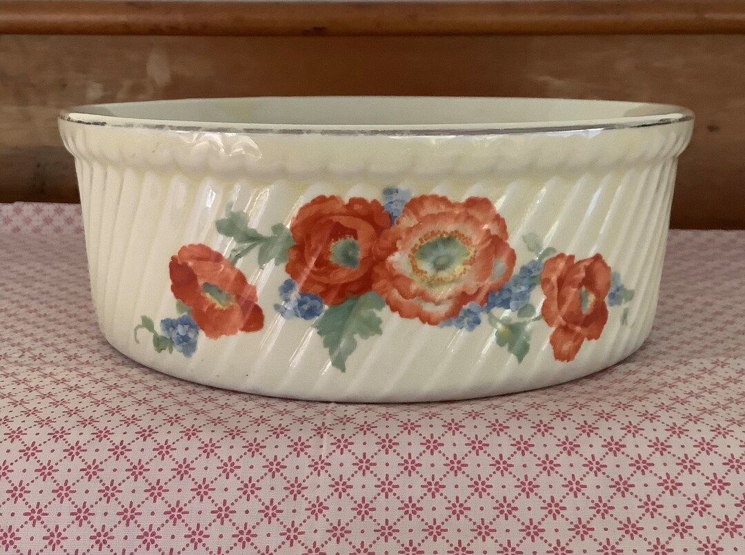 Orange Poppy Halls Superior Quality Kitchenware Fluted 7 Soufflé Dish ...