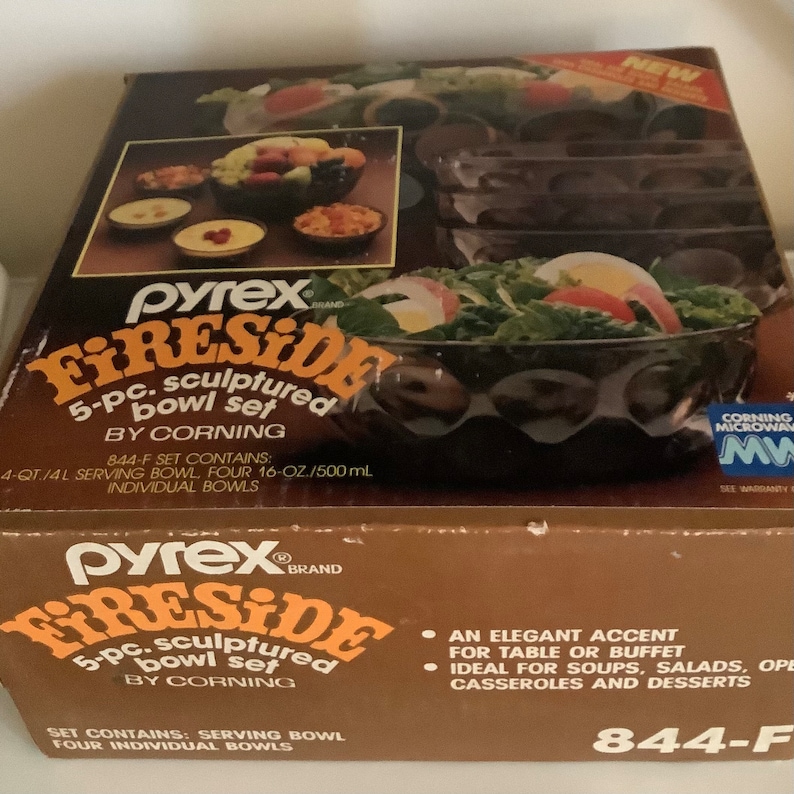 Pyrex Fireside 5-pc. Sculptured Bowl Set by Corning (844-F) - Vintage ...
