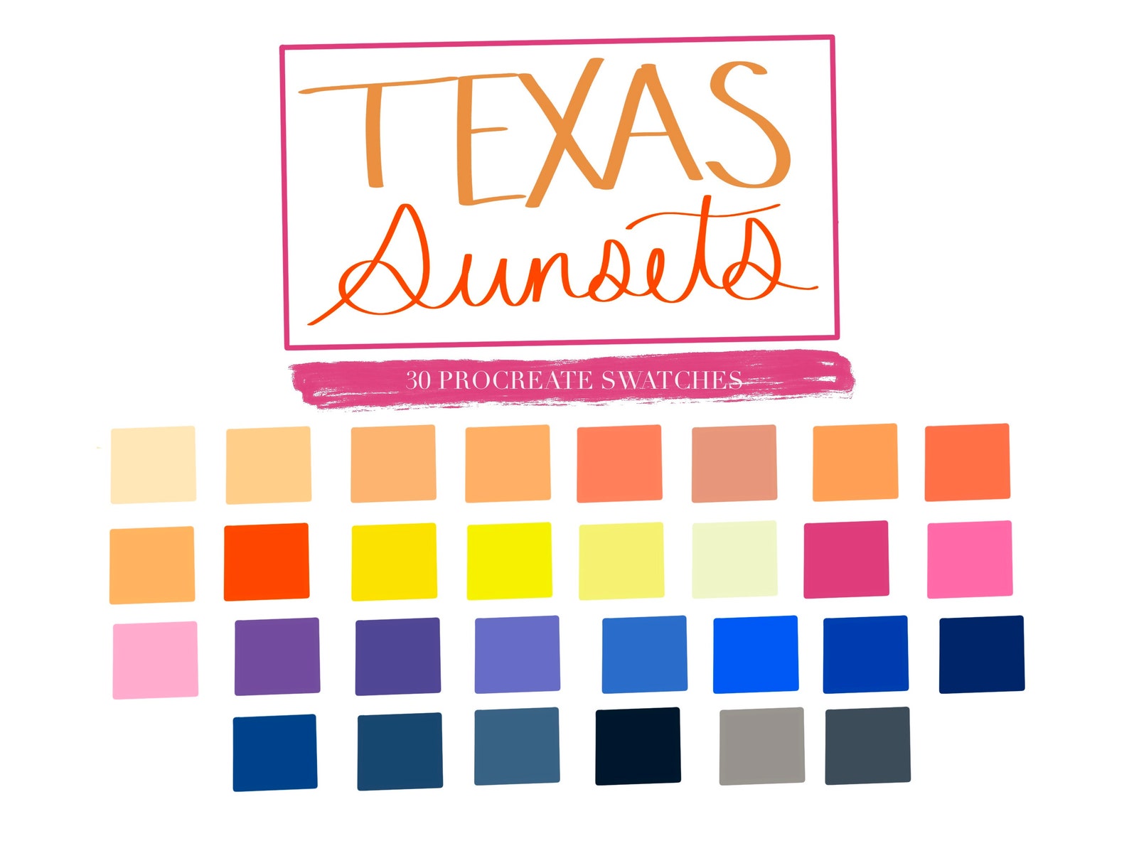 Texas Sunset Procreate Color Palette - Etsy