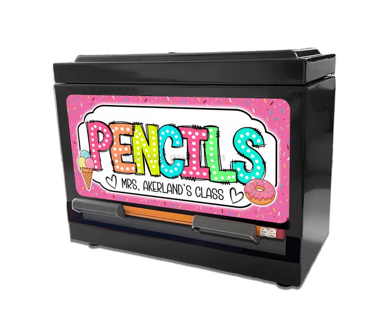Pencil Dispenser Waterproof Vinyl Decal OR Magnetic Decal Personalized ...