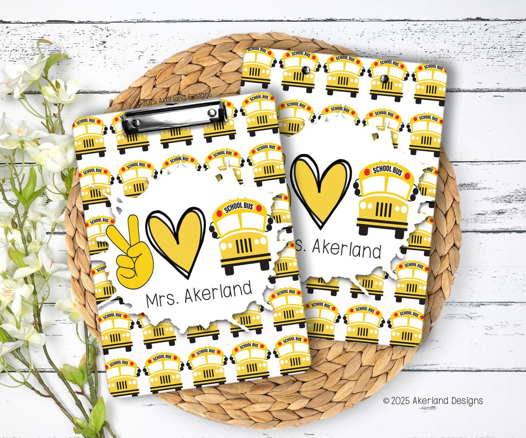 School Bus Driver Clipboard Personalized With a Name Front and Back ...