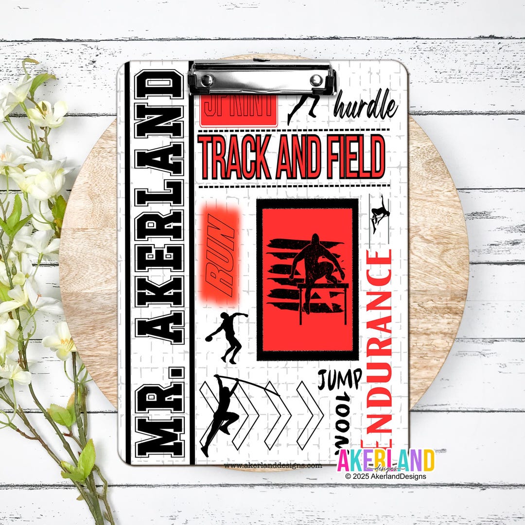 Red Track and Field Clipboard. Design is Printed on the Front and Back ...