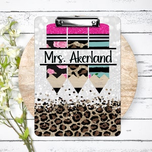 Hot Pink Leopard Teacher teacherlife Clipboard With Personalization ...