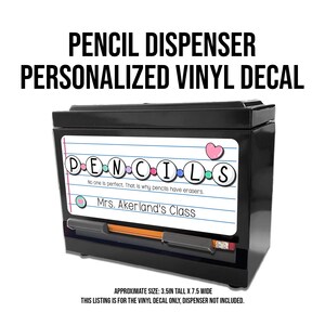 Pencil Dispenser Vinyl Decal Personalized With a Name Waterproof Vinyl ...