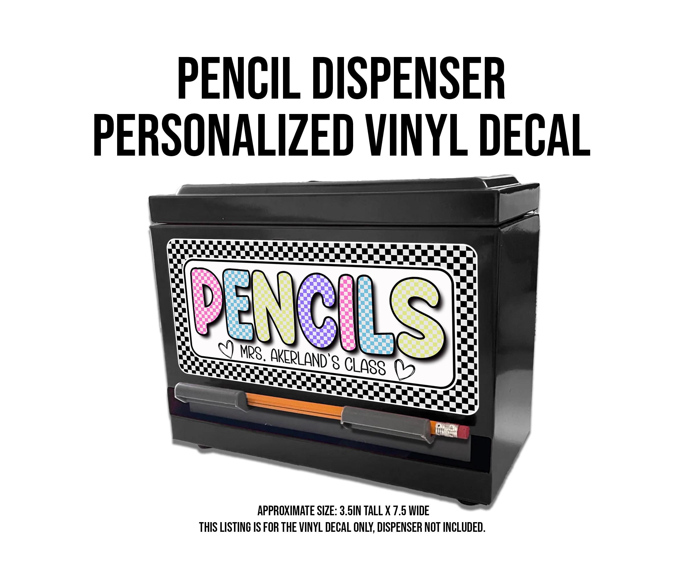 Pencil Dispenser Vinyl Decal Personalized With a Name, Waterproof Vinyl ...