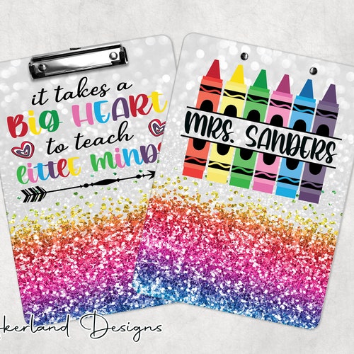 Rainbow Teacher Crayon Clipboard With Personalization Front - Etsy