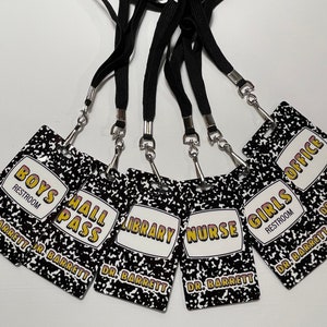 Classroom Hall Passes 6pk Bundle, Hall Pass, Library Pass, Office Pass ...