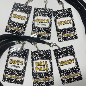 Classroom Hall Passes 6pk Bundle, Hall Pass, Library Pass, Office Pass ...