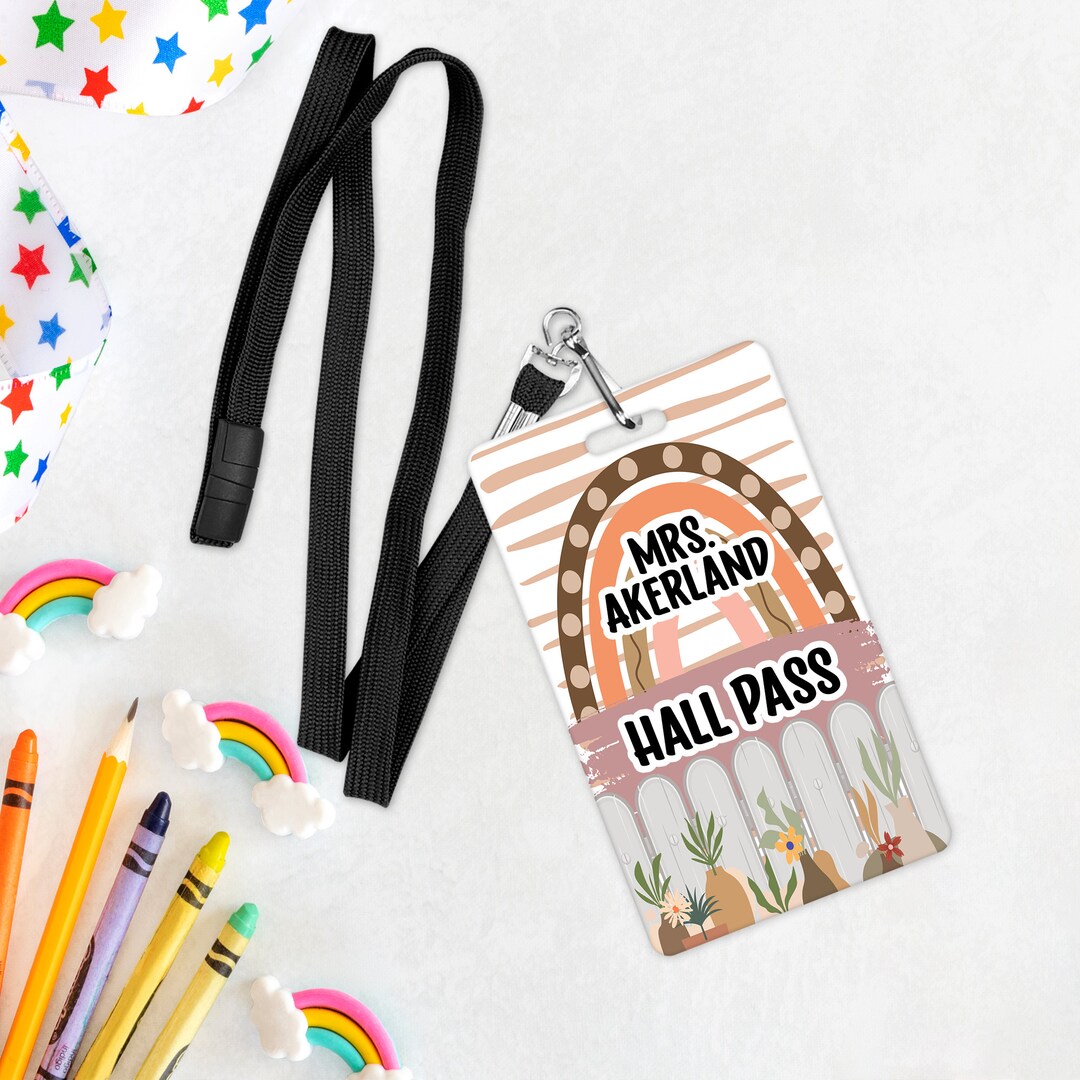 School Hall Passes Rainbow Theme Bundle of 6 or Individual Passes and ...