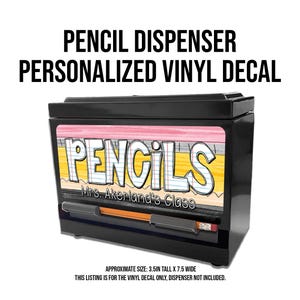 Custom Pencil Dispenser Vinyl Decal Personalized With a Name ...