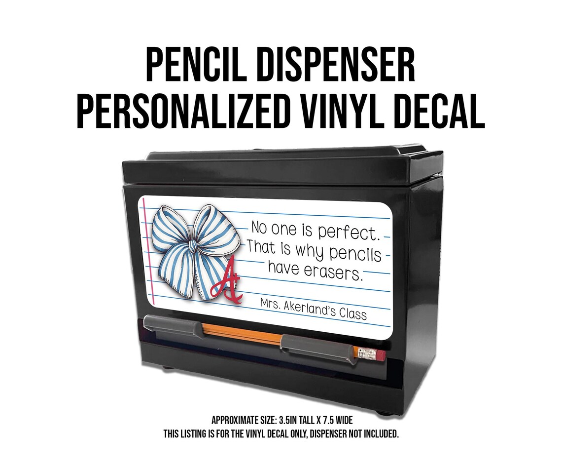 Pencil Dispenser Vinyl Decal Personalized With a Name Waterproof Vinyl ...