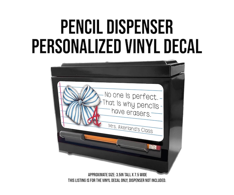 Pencil Dispenser Vinyl Decal Personalized With a Name Waterproof Vinyl ...