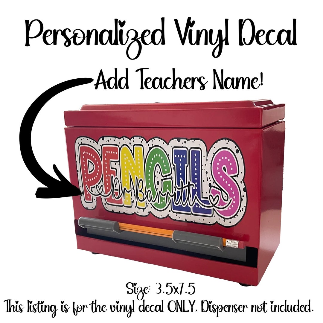 Custom Pencil Dispenser Vinyl Decal Personalized With a Name - Etsy