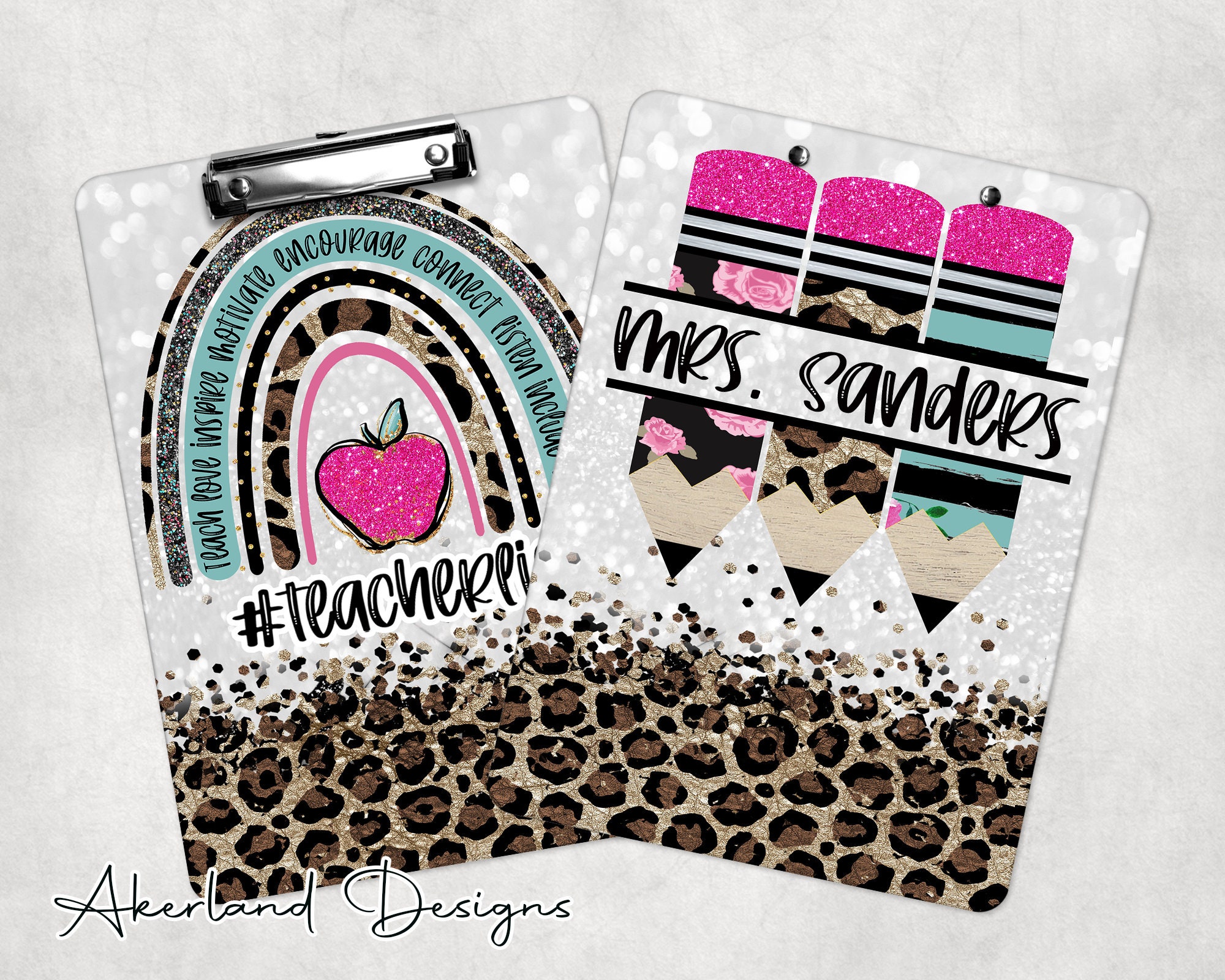 Hot Pink Leopard Teacher teacherlife Clipboard With - Etsy