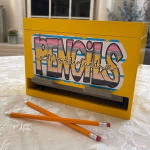 Custom Pencil Dispenser Vinyl Decal or Magnetic Decal Personalized With ...