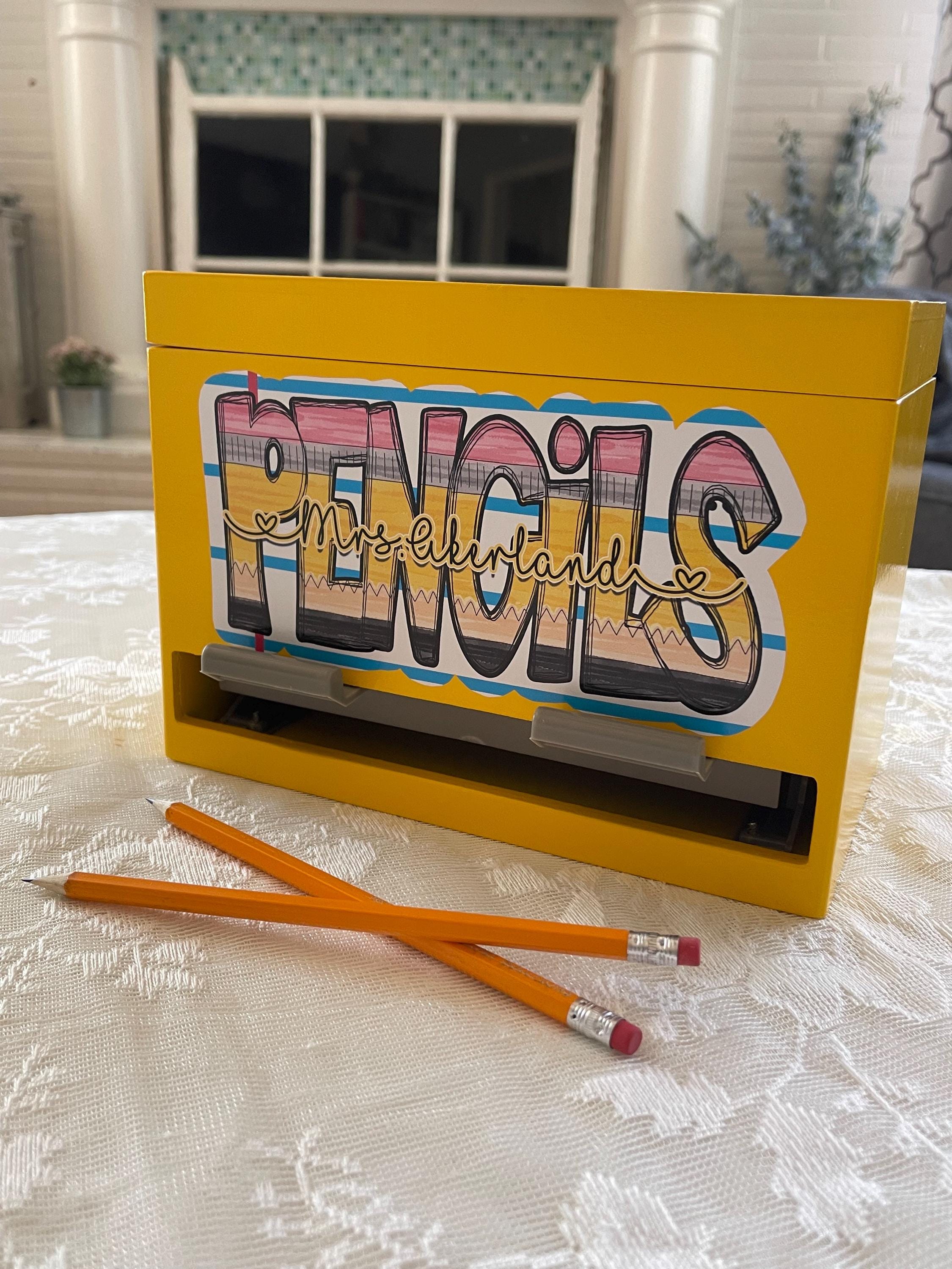 Custom Pencil Dispenser Vinyl Decal or Magnetic Decal Personalized With ...