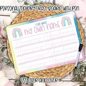 Personalized Reusable CURSIVE Name Practice Trace Dry Erase Board With ...