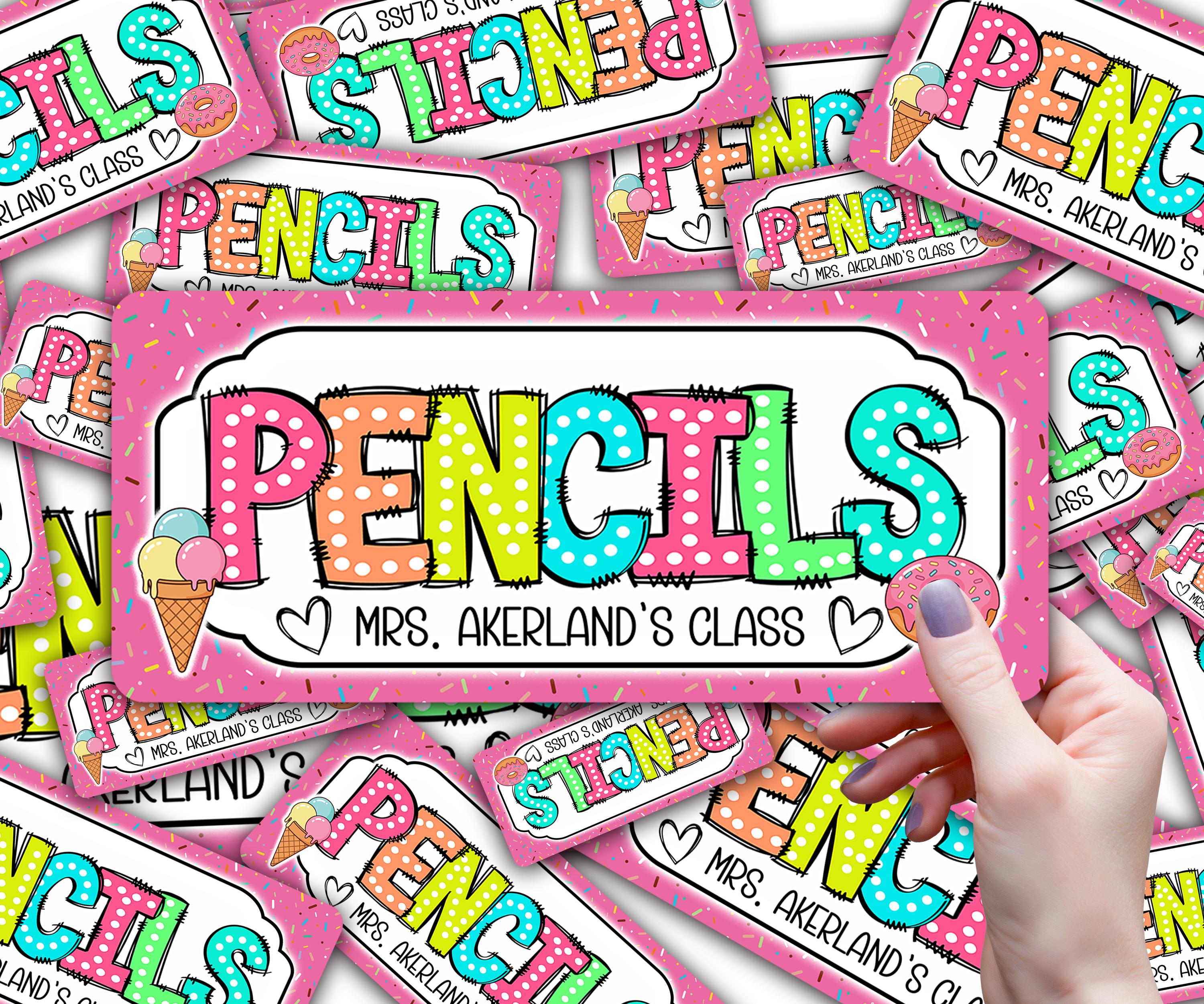 Pencil Dispenser Waterproof Vinyl Decal OR Magnetic Decal Personalized ...